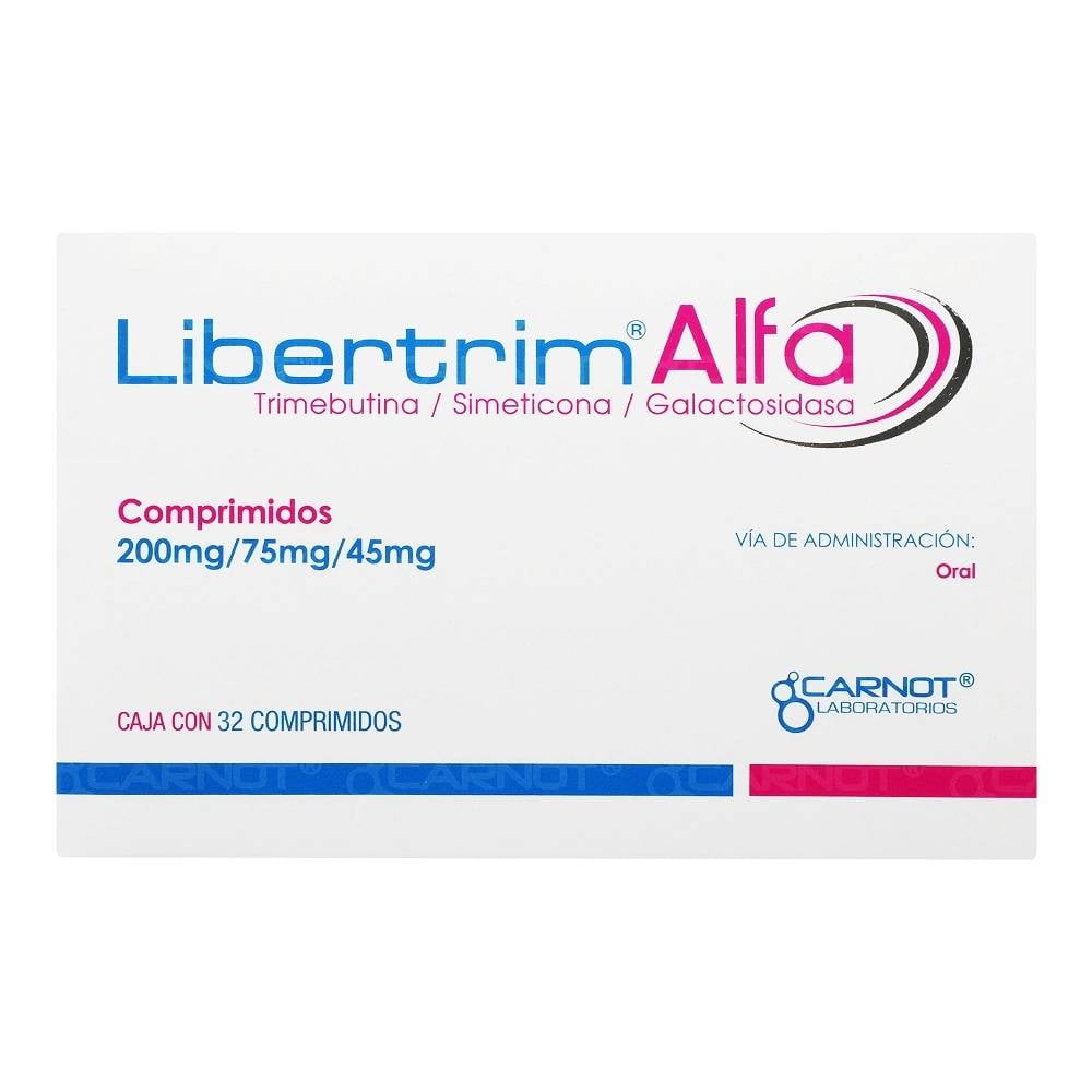 Libertrim Alfa Trimebutina 200 mg, Galactosidasa 45 mg, Simeticona 75 ...