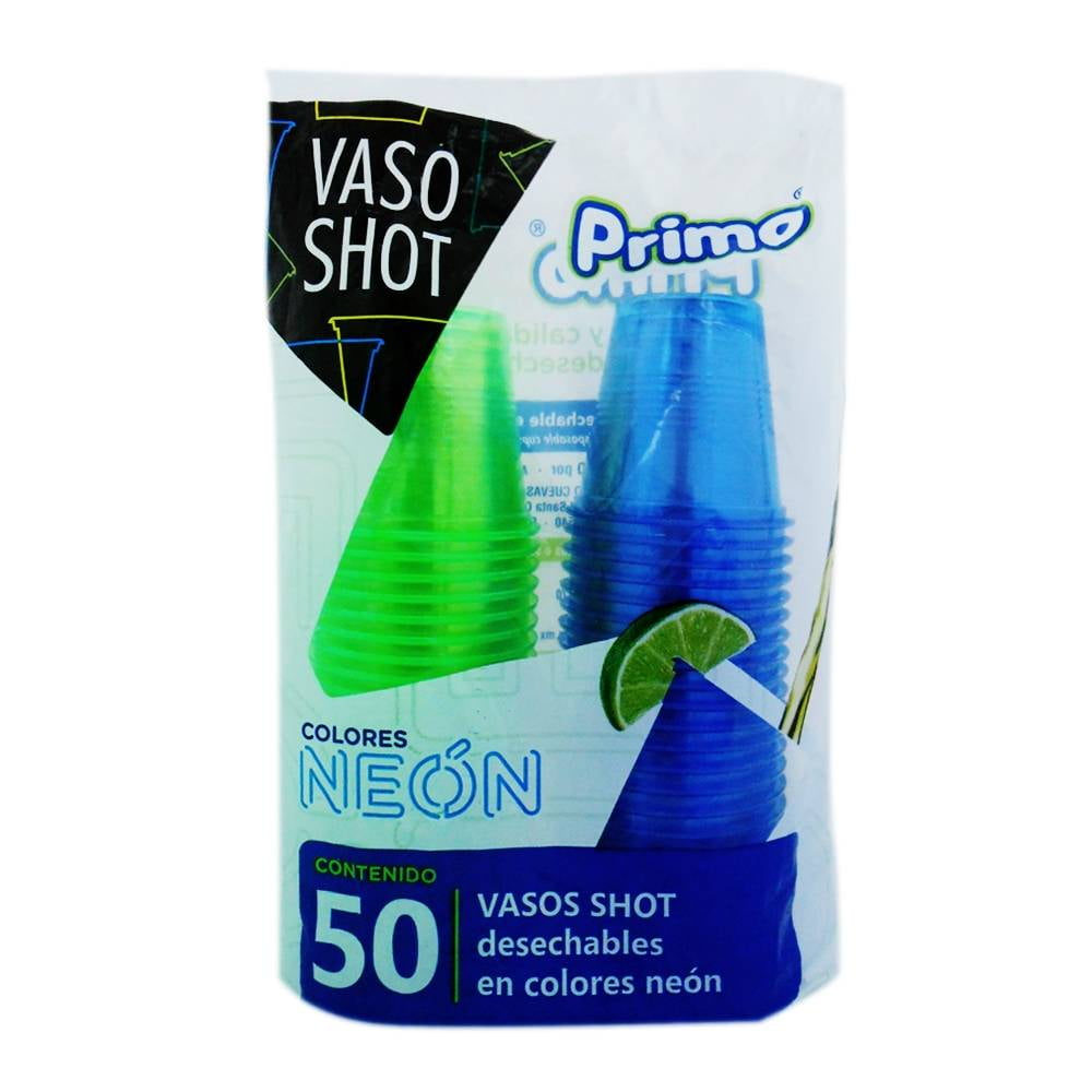 Vasos shot desechables Primo colores neón verde y azul 50 pzas ...