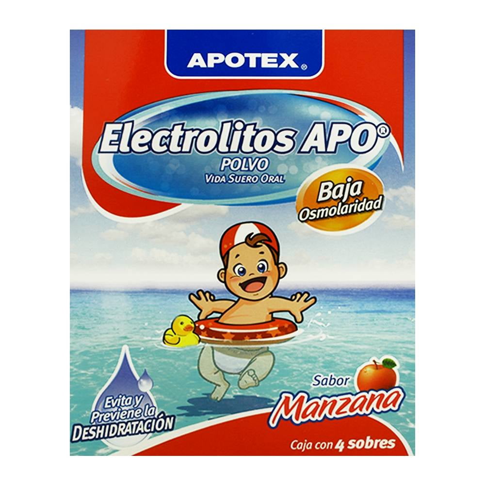 Electrolitos APO Apotex en polvo sabor manzana 4 sobres | Walmart en línea