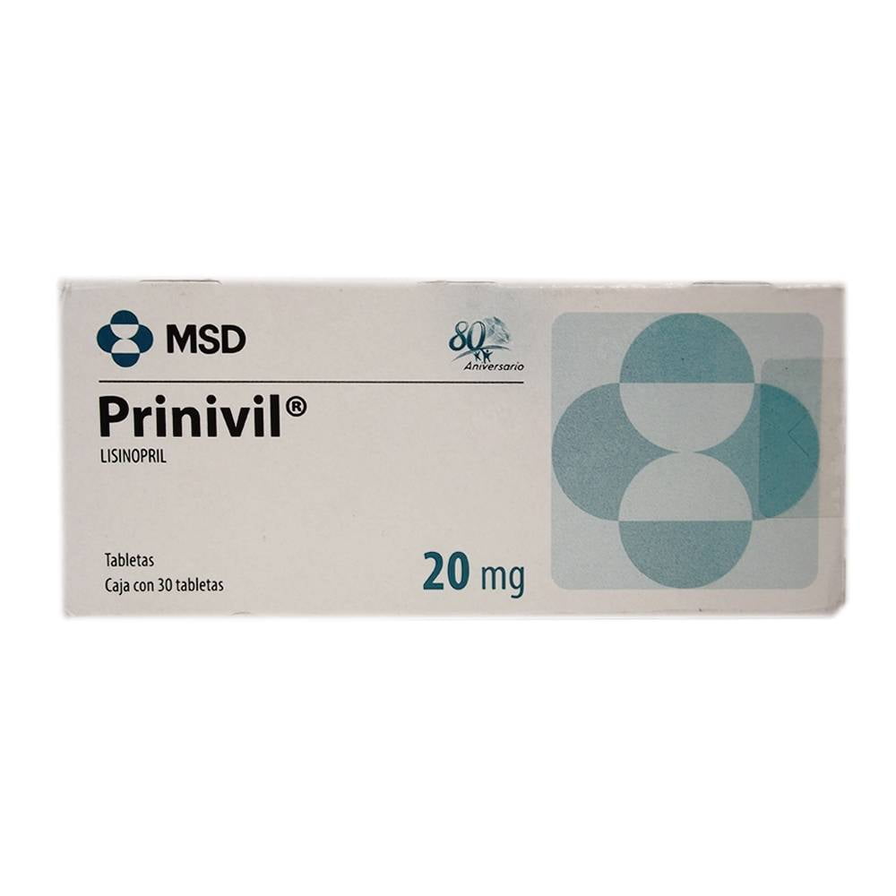 Prinivil tabletas 30 pzas de 20 mg c/u | Walmart en línea