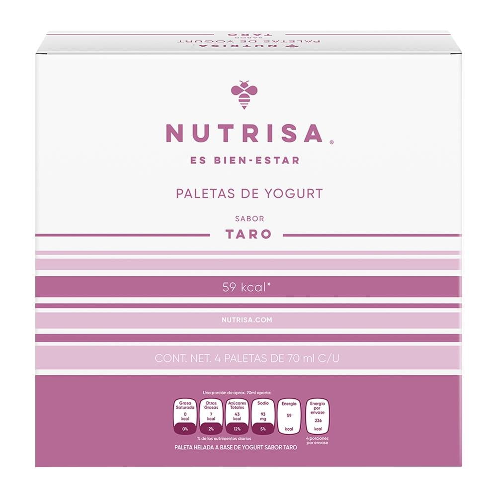 Paletas de yogurt Nutrisa taro 4 pzas de 70 ml c/u | Walmart en línea