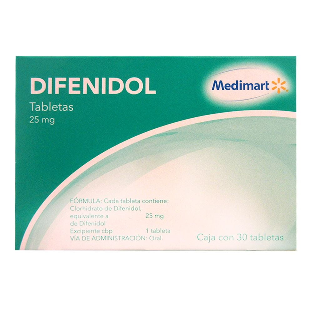 Difenidol Medimart 25 mg 30 tabletas | Walmart en línea