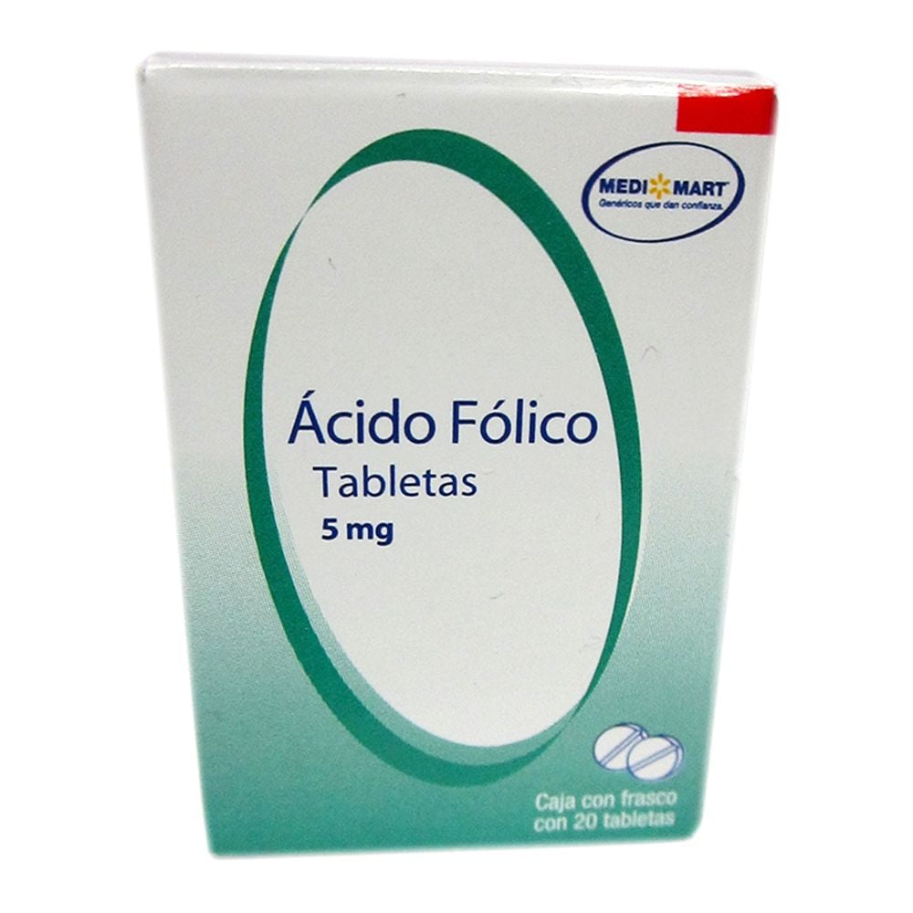 Ácido Fólico Medi Mart 5 mg 20 tabletas | Walmart en línea