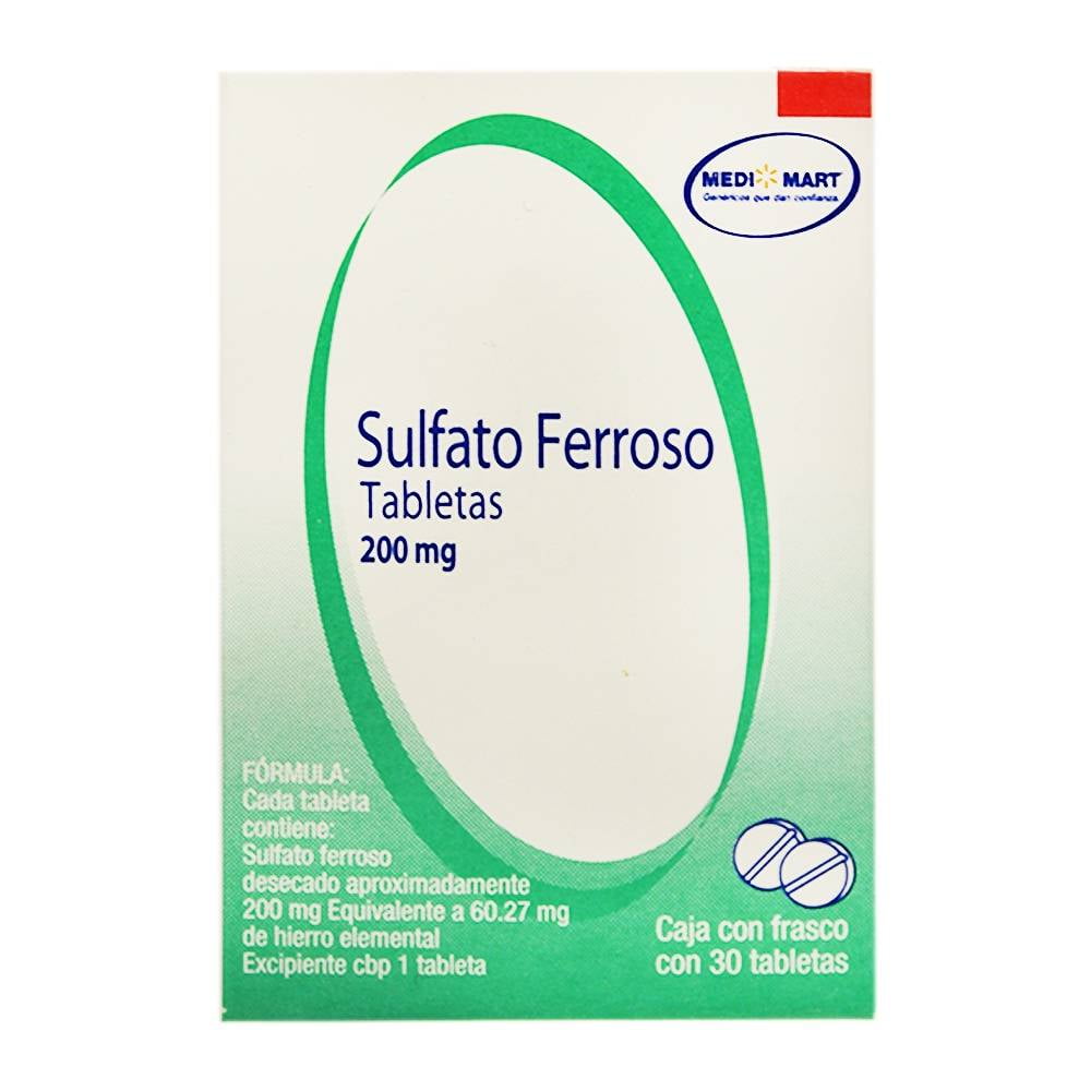 Sulfato Ferroso Medi Mart 200 mg 30 tabletas | Walmart en línea