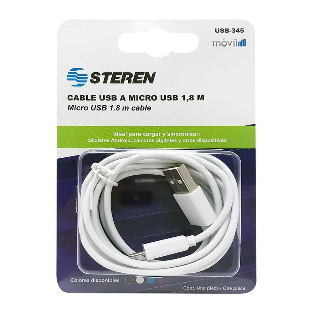 Cable de Datos Steren USB a Micro USB 1.8 m | Walmart en línea