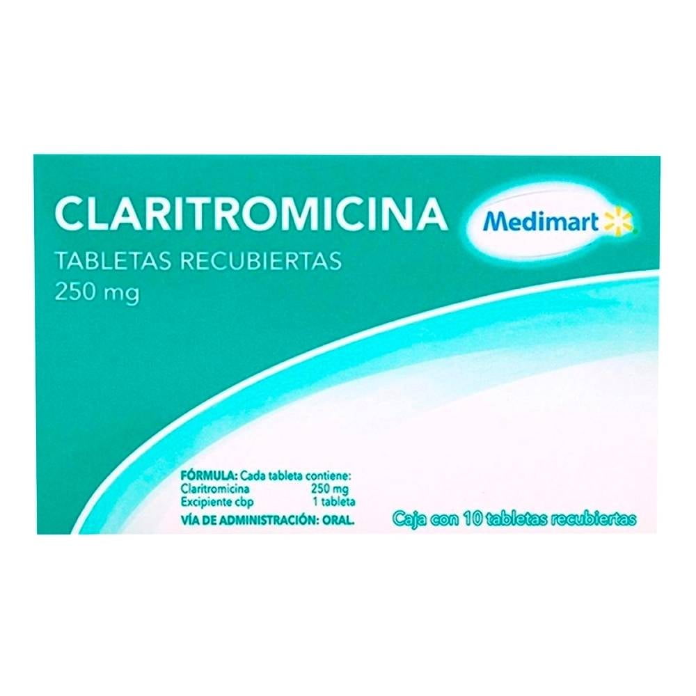 Claritromicina Medimart 250 mg 10 tabletas recubiertas | Walmart en línea