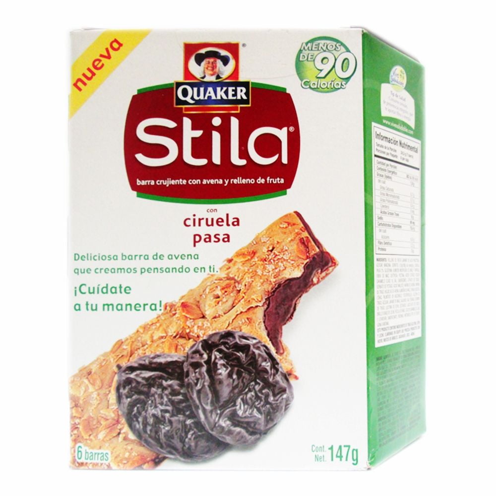 Barra crujiente Quaker Stila con avena y relleno de fruta 6 pzas ...