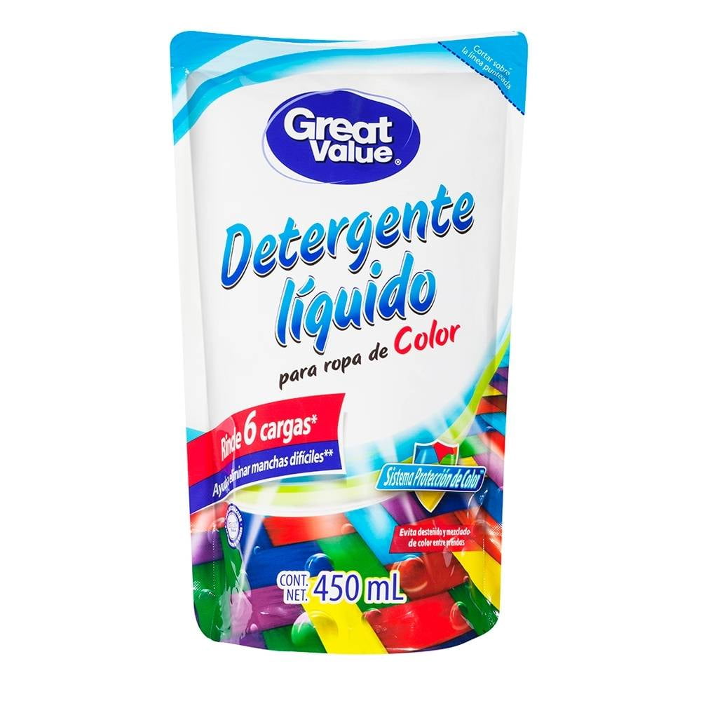Detergente líquido Great Value para ropa de color 450 ml | Walmart en línea