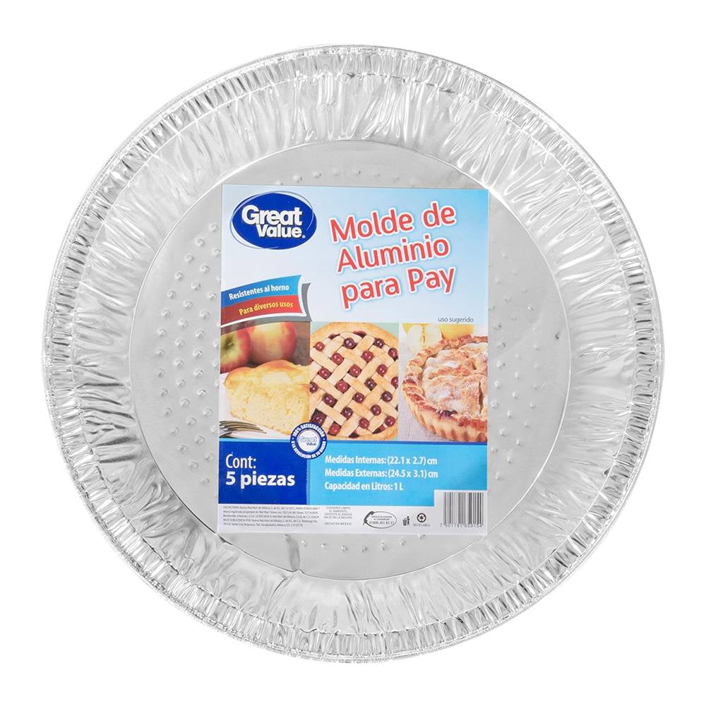 Molde de aluminio Great Value para pay 5 pzas | Walmart en línea