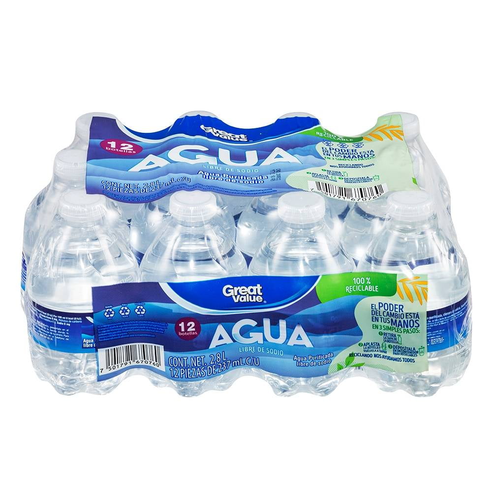 Agua Great Value 12 botellas de 237 ml c/u | Walmart en línea
