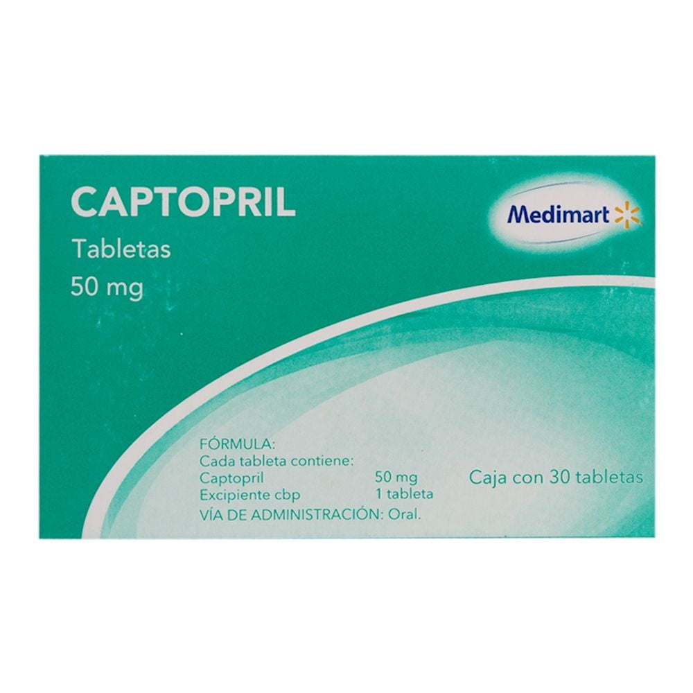 Captopril Medi Mart 50 mg caja con 30 tabletas | Walmart en línea
