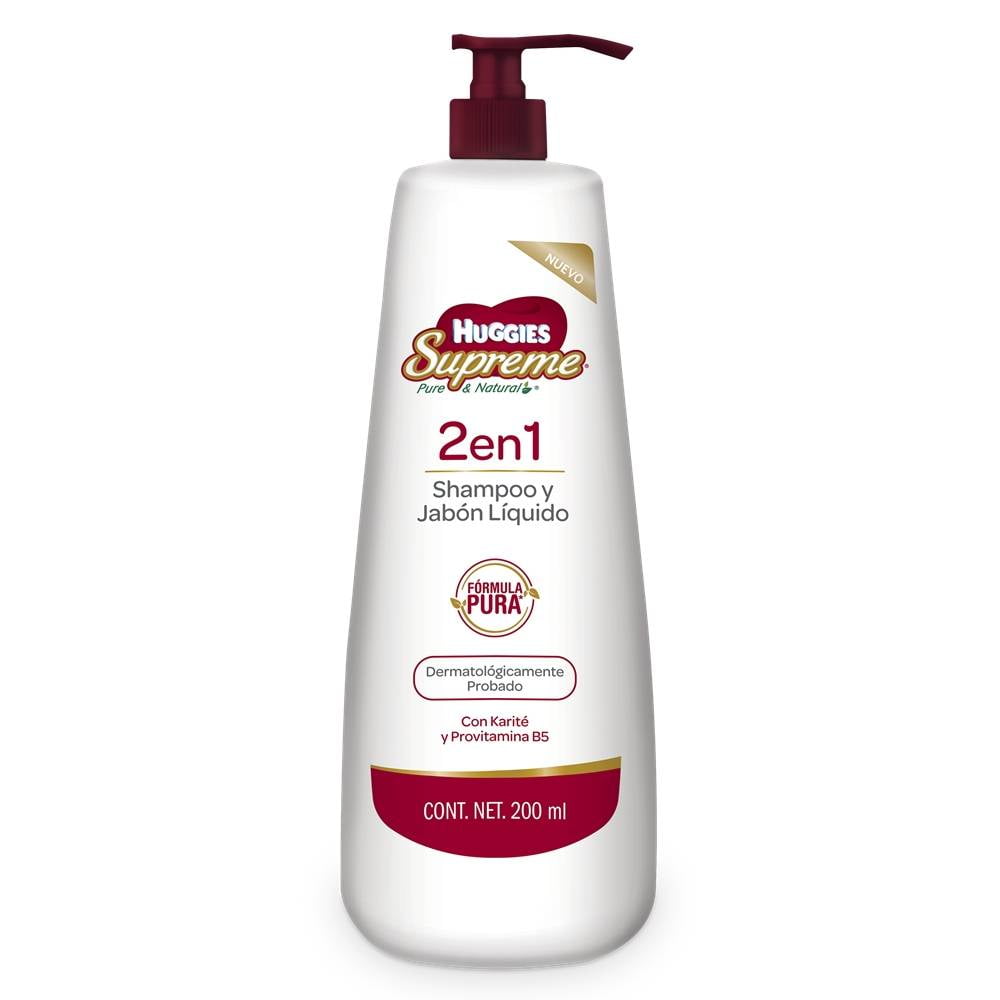 Shampoo y jabón líquido Huggies Supreme 2 en 1 con karité 200 ml ...