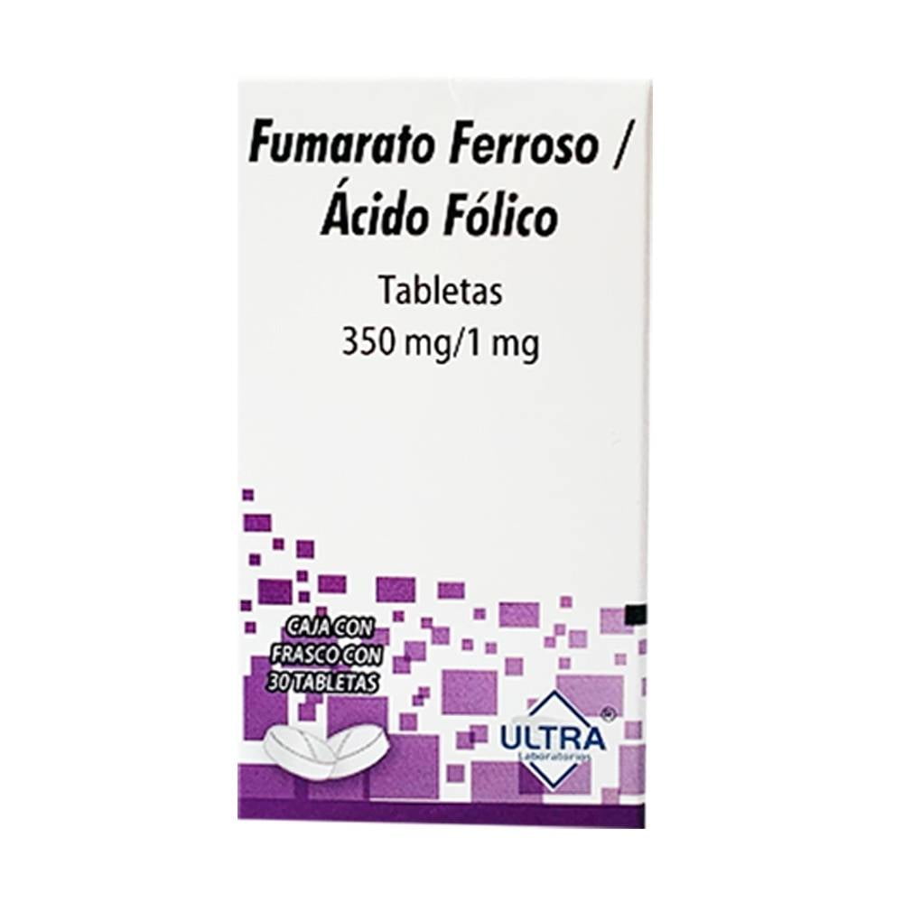 Fumarato Ferroso Ácido Fólico 350 mg / 1 mg 30 tabletas | Walmart en línea
