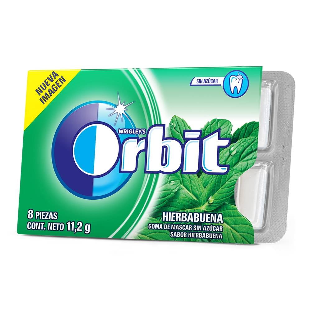 Goma de mascar Orbit sabor hierbabuena sin azúcar 1 paquete con 8 pzas ...