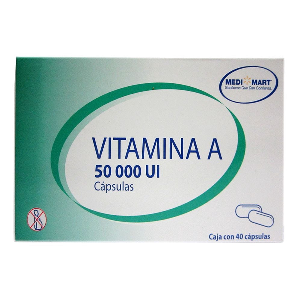 Vitamina A Medi Mart 50 000 UI 40 cápsulas | Walmart en línea
