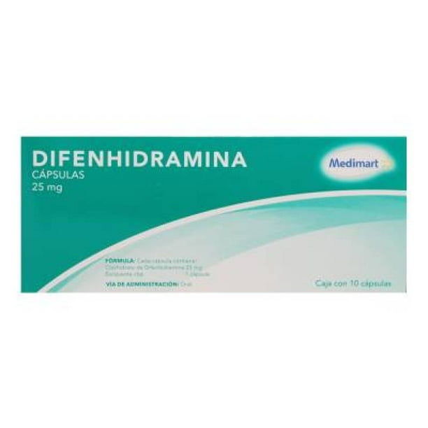 Difenhidramina Medi Mart 25 mg 10 cápsulas | Walmart en línea