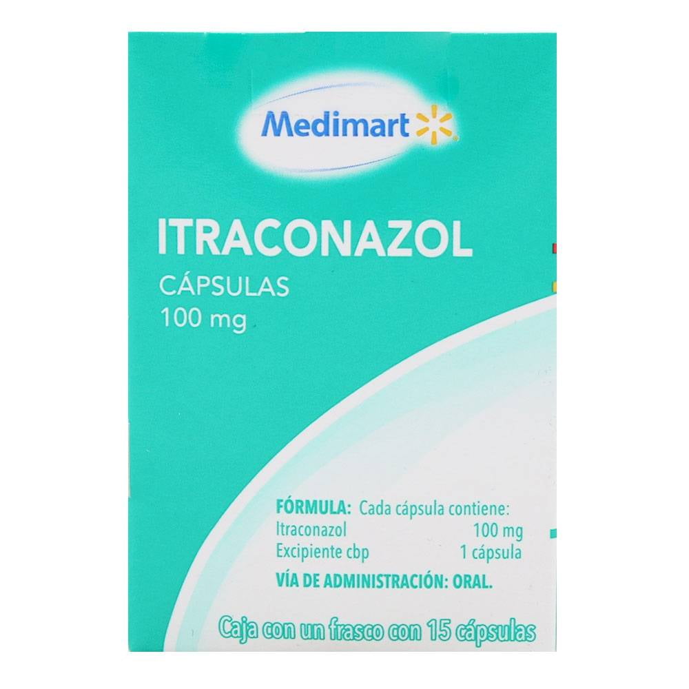Itraconazol Medimart 100 mg caja con un frasco con 15 cápsulas ...