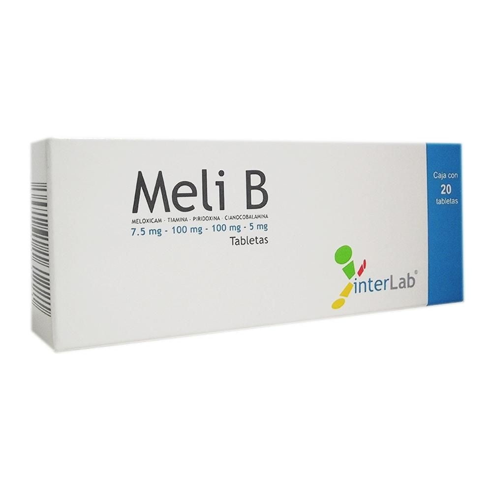 Meli B tabletas 7.5 mg/ 100 mg/ 100 mg/ 5 mg 20 pzas | Walmart en línea