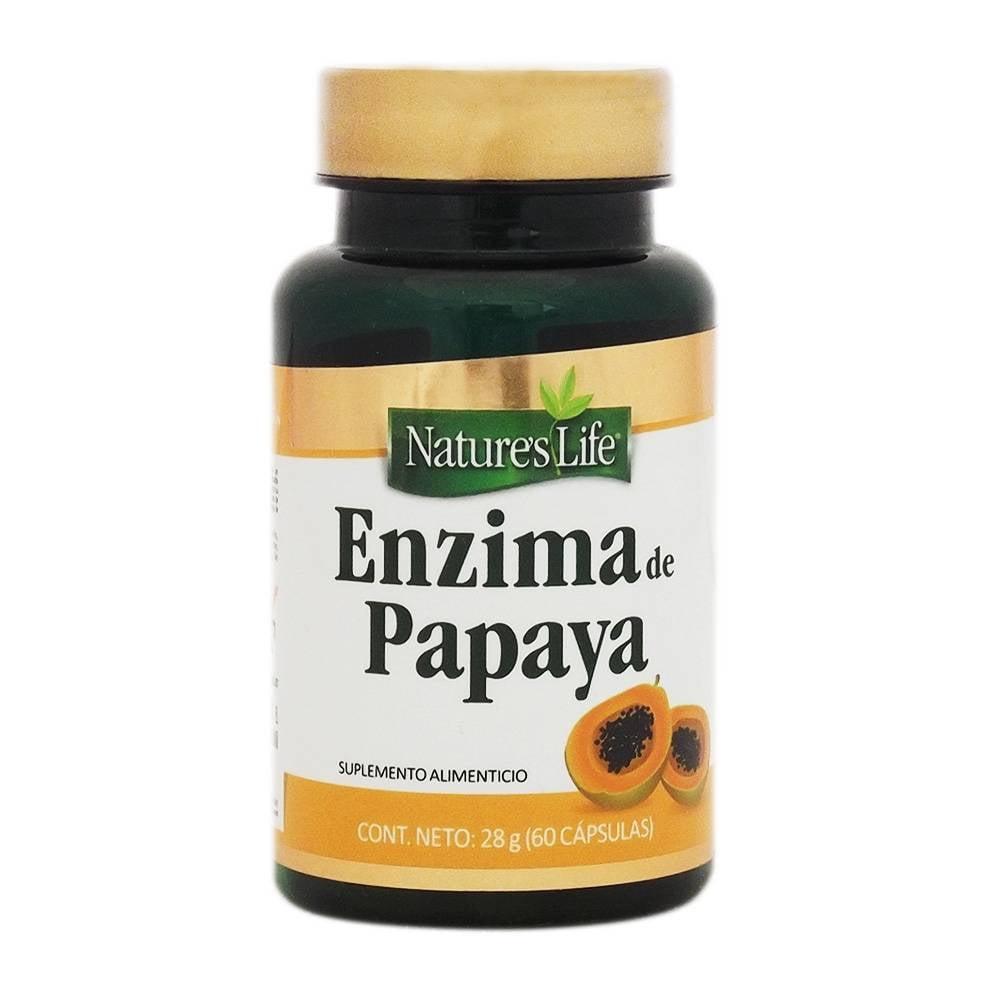Suplemento alimenticio Natures Life enzima de papaya cápsulas 60 pzas ...