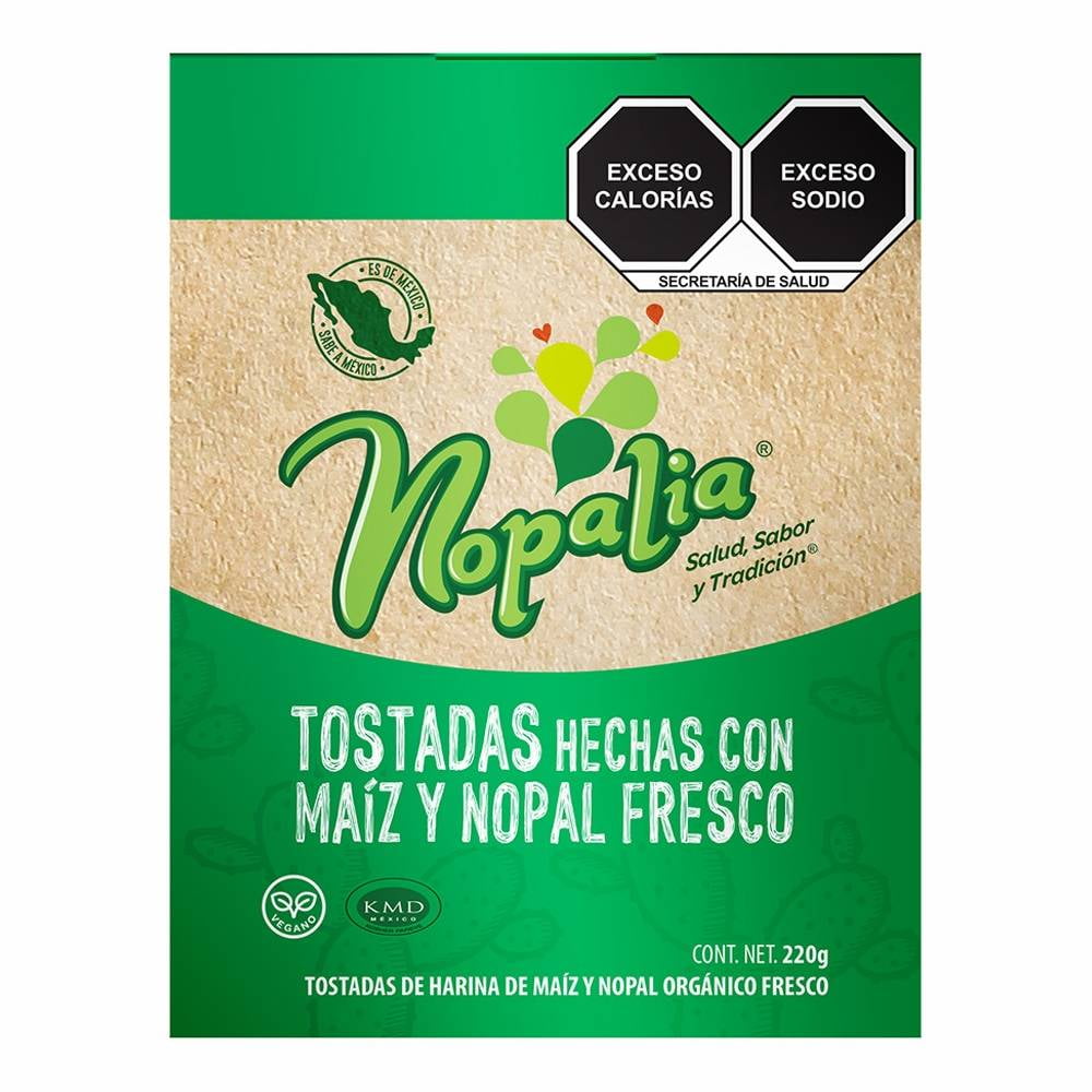 Tostadas Nopalia hechas con maíz y nopal 220 g | Bodega Aurrera en línea