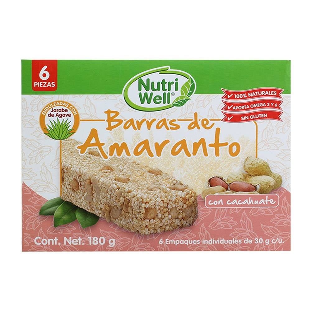 Barra de amaranto Nutri Well con cacahuate 6 pzas de 30 g c/u | Walmart ...