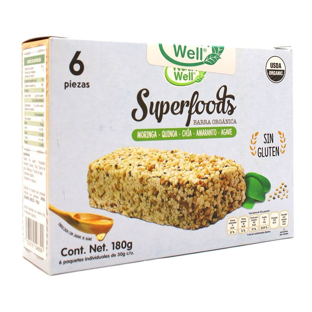 Barras orgánicas Nutri Well super foods, 6 paquetes de 30 g c/u ...