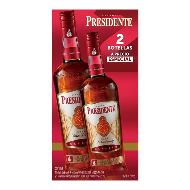 Pack de brandys Presidente clásico 1 botella de 900 ml + 1 botella de ...