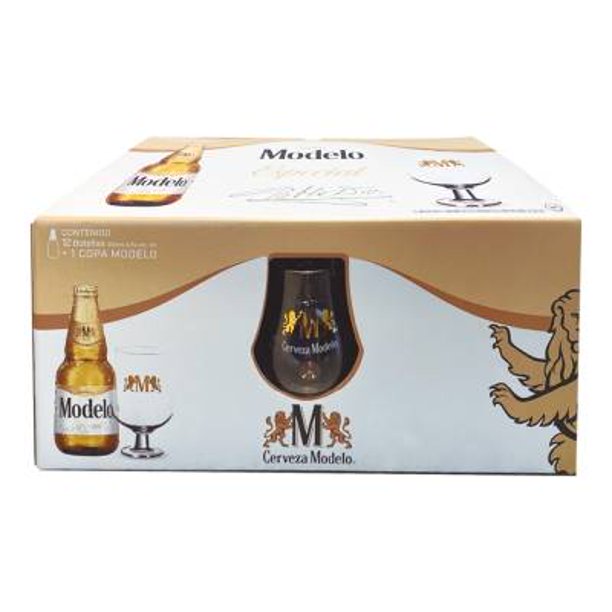 Cerveza clara Modelo Especial 12 botellas de 355 ml c/u + 1 copa ...
