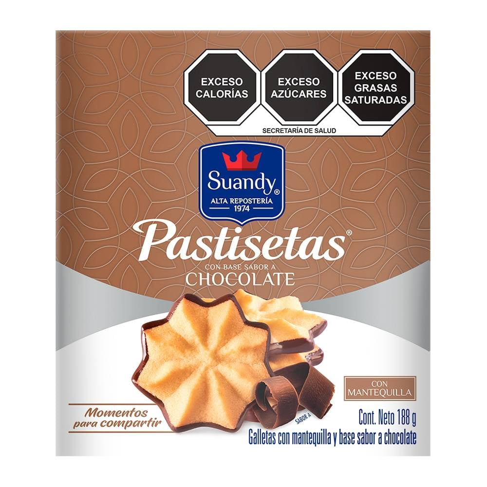 Galletas Suandy Pastisetas con mantequilla y sabor chocolate 188 g ...