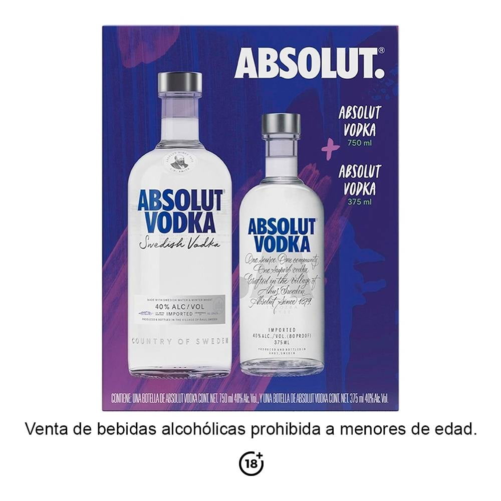 Vodka Absolut de 750 ml + 375 ml | Walmart en línea