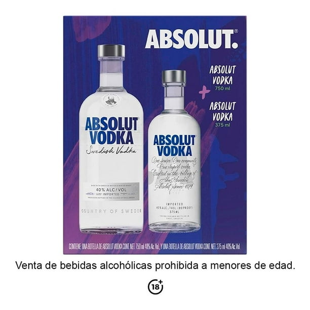 Vodka Absolut de 750 ml + 375 ml | Walmart en línea