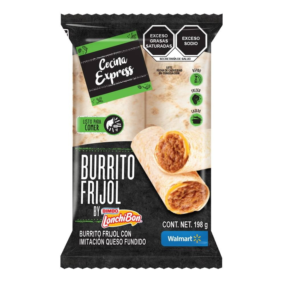 Burrito de frijol Cocina Express by Bimbo Lonchibon con imitación queso ...