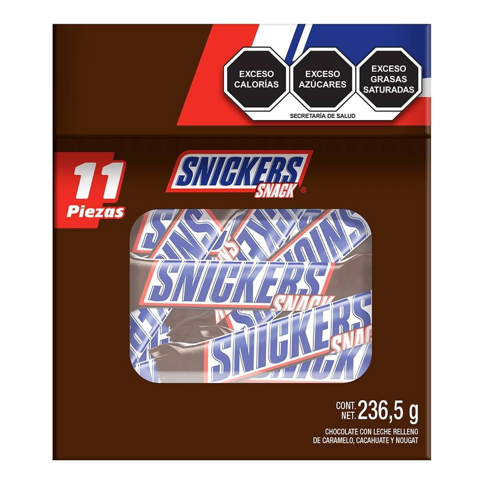 Chocolate Snickers bolsa con 11 barras de 21.5 g c/u | Walmart en línea