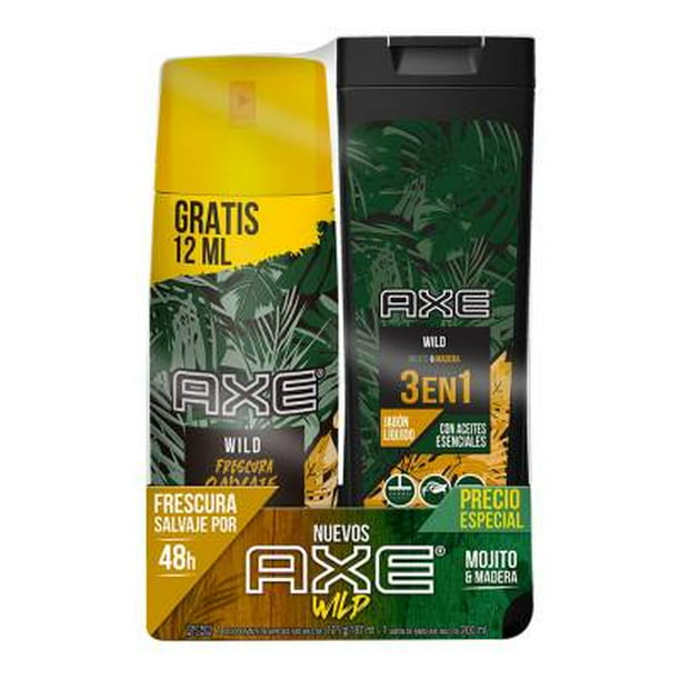 Desodorante Axe en aerosol wild mojito y madera 121 g + jabón líquido ...