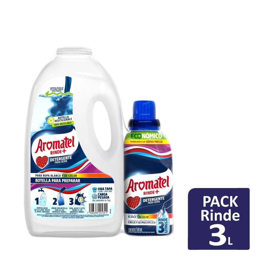 Detergente líquido Aromatel Rinde+ para ropa blanca y de color 500 ml ...
