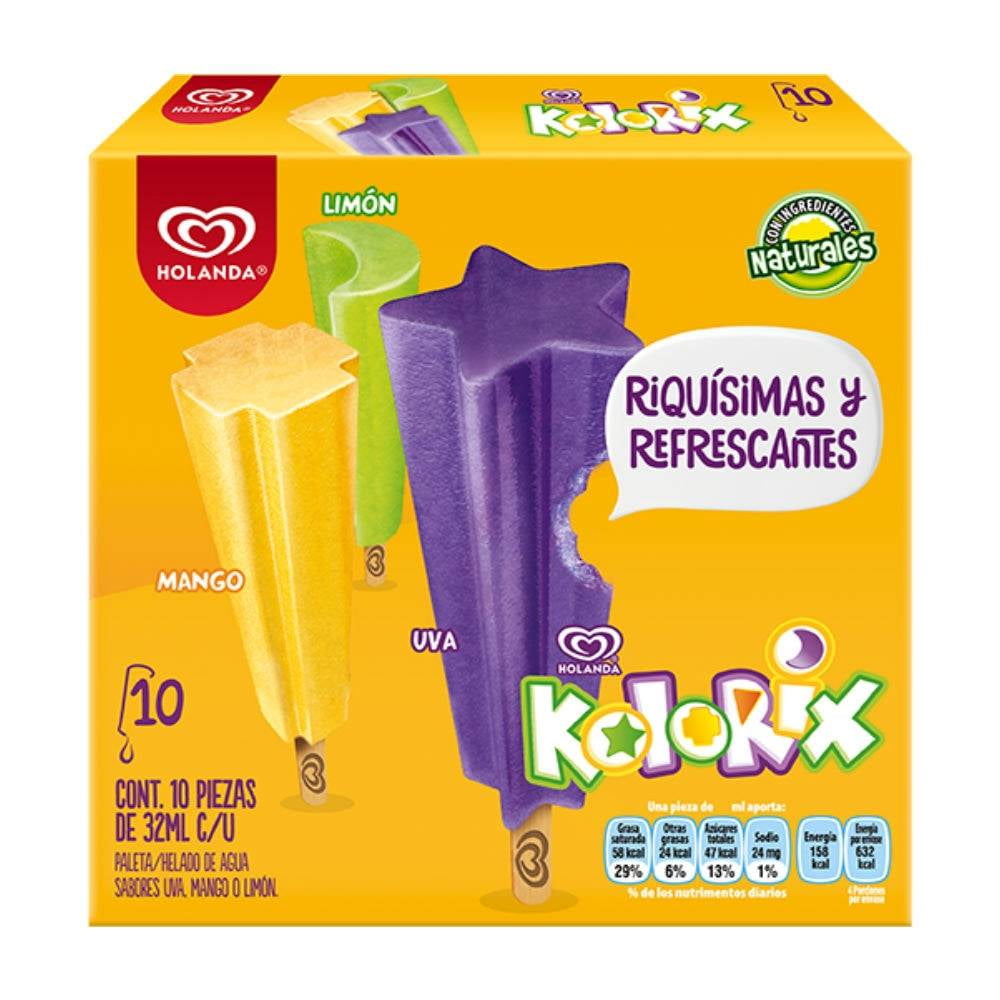 Paleta helada Holanda Kolorix varios sabores 1 paquete con 10 pzas de ...