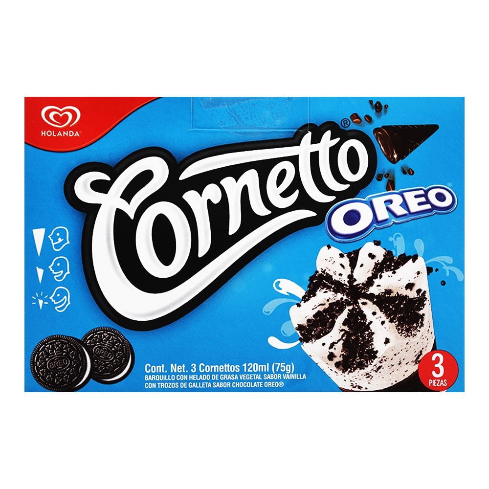 Helado Cornetto Holanda Oreo 3 pzas de 120 ml c/u | Walmart en línea