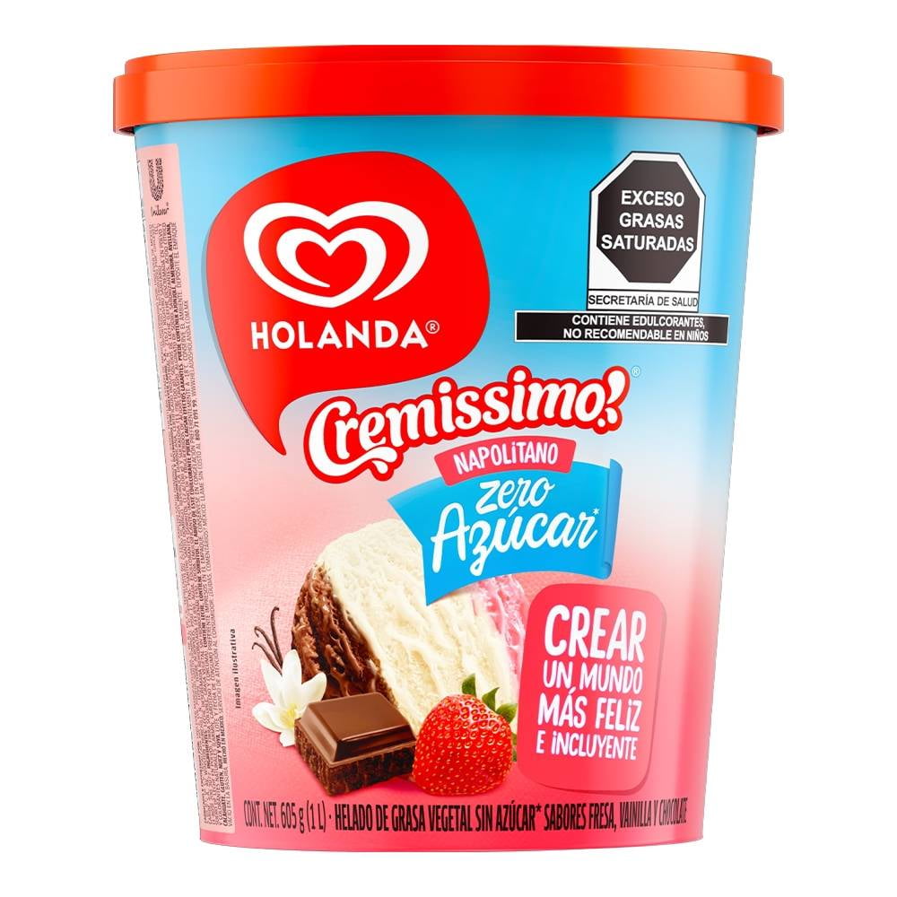 Helado Holanda Cremissimo napolitano zero azúcar 1 l || Bodega Aurrera ...