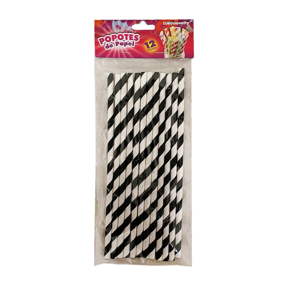 Popotes Euro Novelty de papel blanco y negro 12 pzas | Walmart en línea