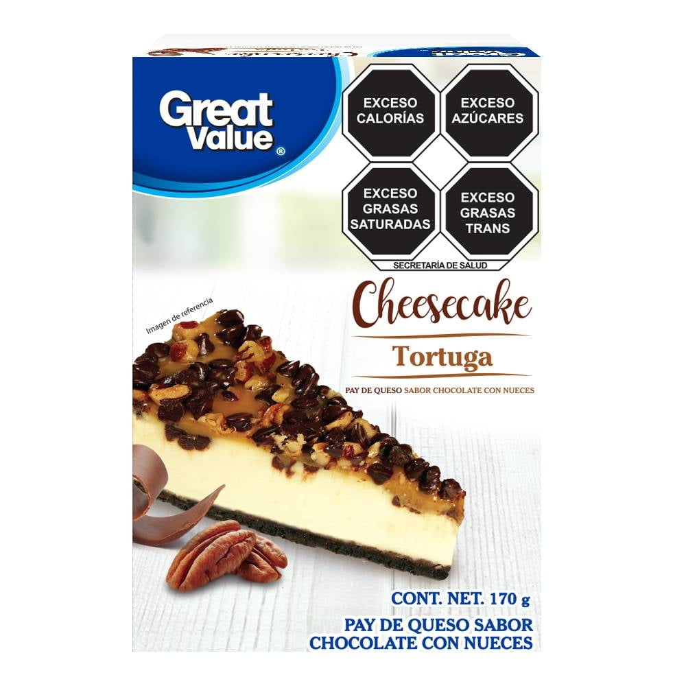 Pay de queso Great Value cheesecake tortuga sabor chocolate con nueces ...