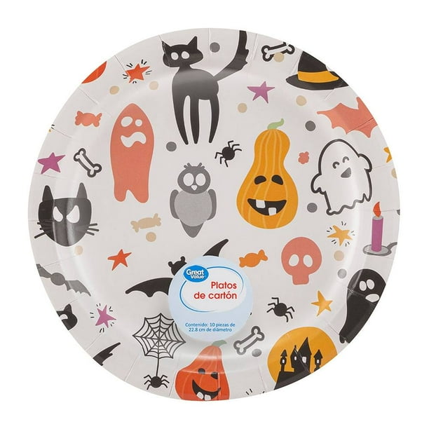 Platos de cartón Great Value Halloween Boo 10 pzas | Walmart en línea