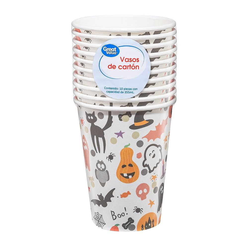 Vasos de cartón Great Value Halloween Boo! 10 pzas de 355 ml c/u ...