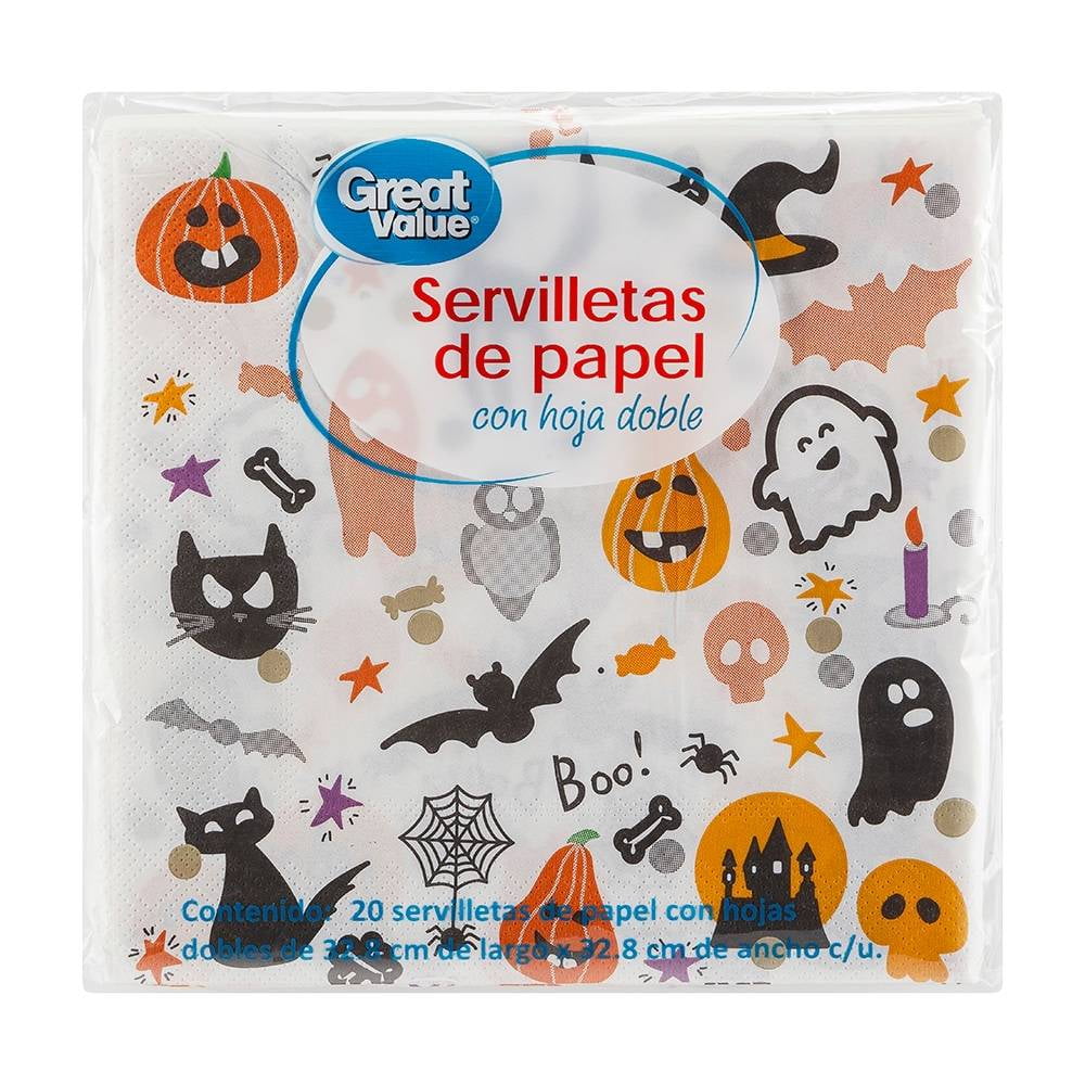 Servilletas de papel Great Value Halloween Boo con hoja doble 20 pzas ...