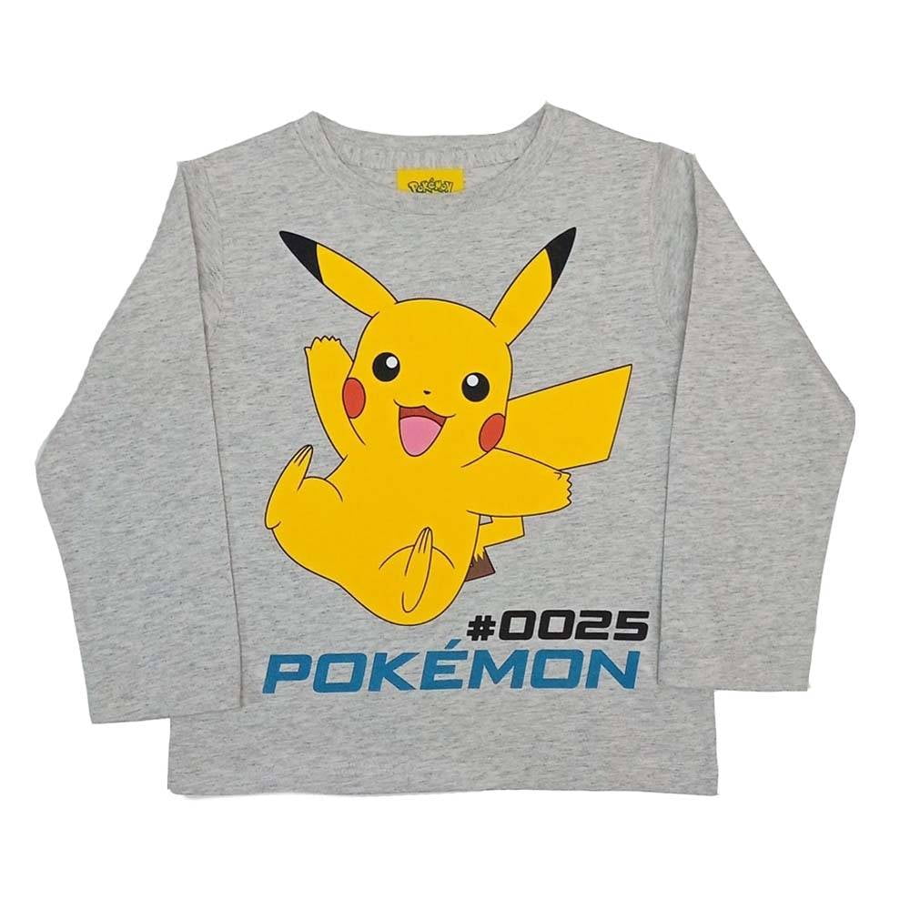 Playera Pokémon Talla 4 Manga Larga con Estampado Pikachu Gris ...