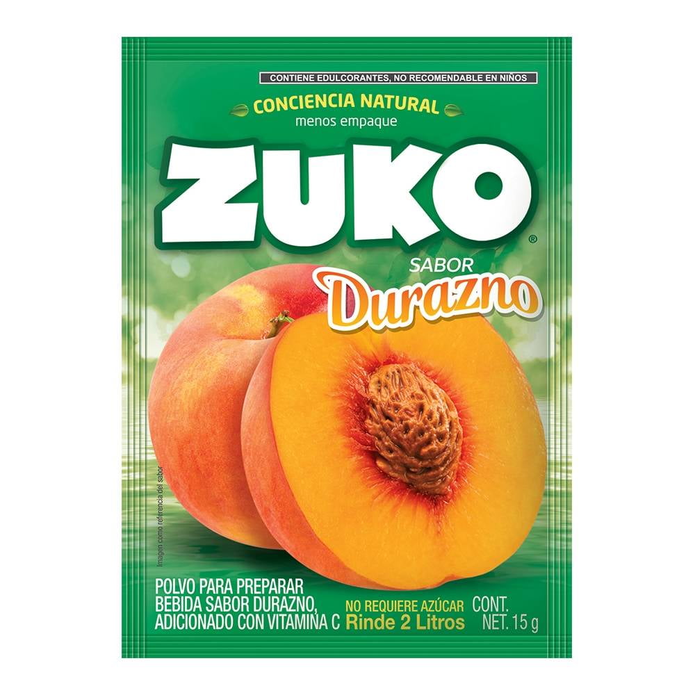 Polvo para preparar bebida Zuko sabor durazno 15 g | Walmart en línea