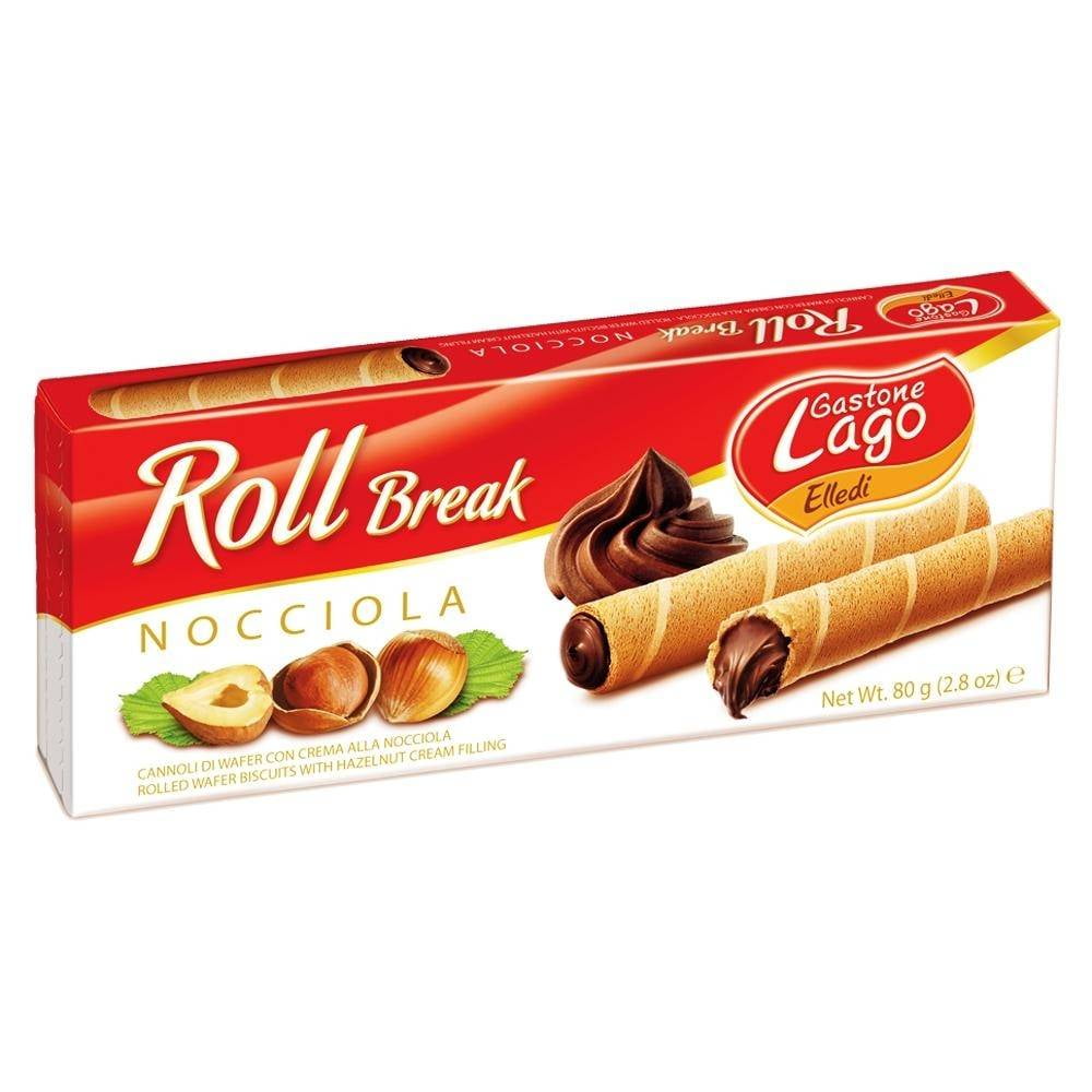 Wafers Gastone Lago Roll Break rellenos de crema de avellanas 80 g ...