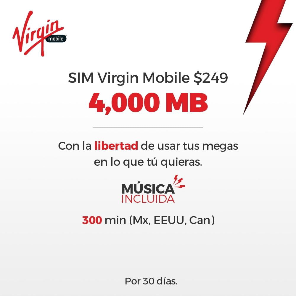 SIM 249 Virgin Mobile 4 GB y 300 minutos | Bodega Aurrera en línea