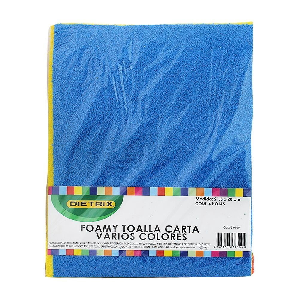 Foamy Dietrix toalla tamaño carta varios colores 1 paquete con 4 pzas ...