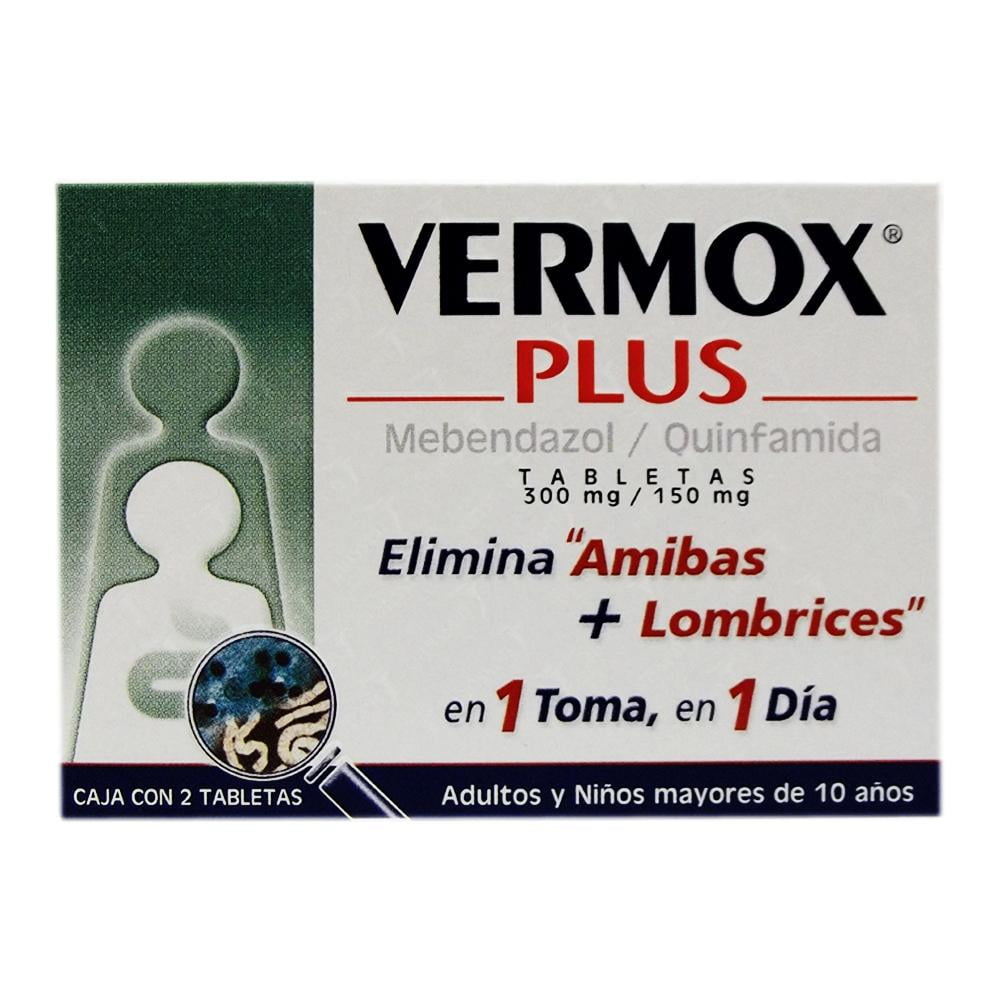 Desparasitante Vermox Plus 300 mg/150 mg 2 tabletas | Bodega Aurrera en ...