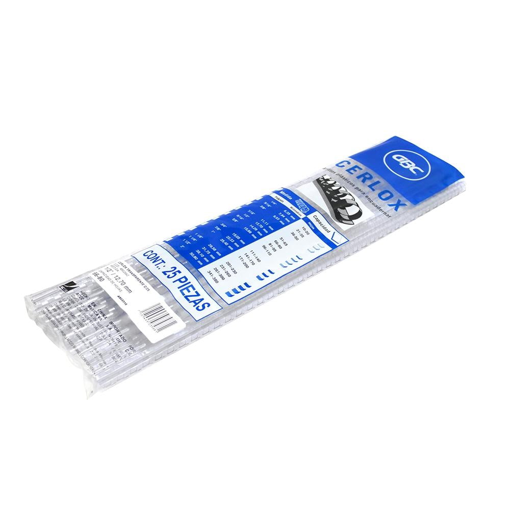 Arillo de Plástico GBC Cerlox 1/2 Pulgada Transparente 25 Pzas | Bodega ...